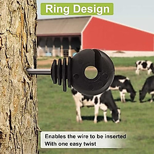 BIGJJIN 50Pcs Electric Fencing Ring Insulators, Screw Insulators, Screw-in Ring Insulators Electric Fence Accessories for Wood Post + 1pc Insulator Socket Tool