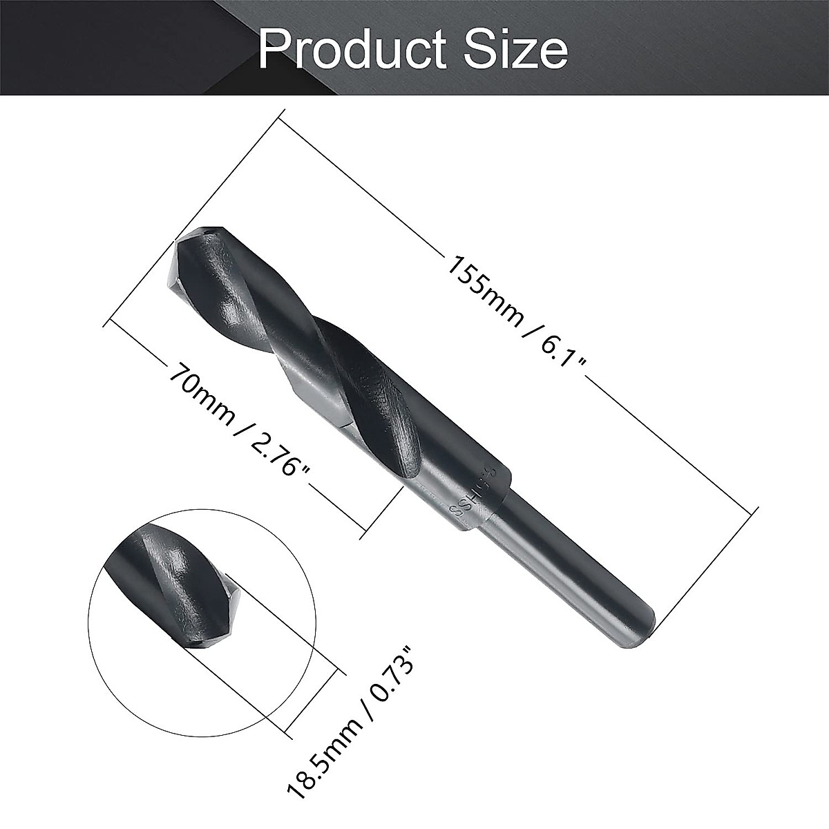 Utoolmart 155mm Length 1/2 inches High-Speed Steel Metal Twist Drill Bit Shank/Retractor Drill Bit Set Tool Straight Shank Rolling Process 18.5mm Drill Bit Diameter