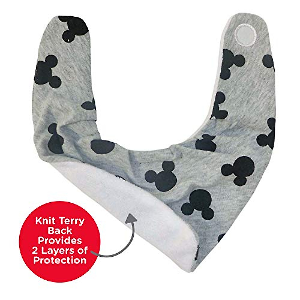 Disney Neat Solutions Mickey Mouse 3 Pack Infant Scarf Bib with Teether, Grey Heather