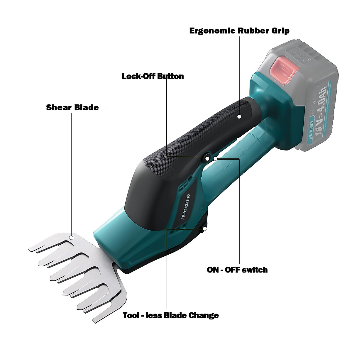 HUOEREN Hedge Trimmer Cordless for Makita 18V Battery Electric Bush Trimmer - Grass Shear and Hedge Trimmer in One (Battery and Charger Not Included)