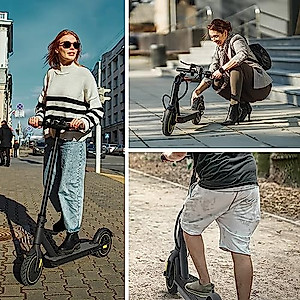 Electric Scooter 10" Solid Tires 600W Peak Motor Up to 20Miles Range and 19Mph Speed for Adults - Portable Folding Commuting Scooter with Double Braking System and App