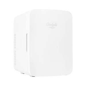 Cooluli 10L Mini Fridge for Bedroom - Car, Office Desk & College Dorm Room - 12v Portable Cooler & Warmer for Food, Drinks, Skincare, Beauty & Makeup - AC/DC Small Refrigerator with Glass Front, White