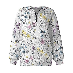 1/4 Zip Sweatshirt Women Quarter Zip Sweatshirt Women Long Sleeve Shirts for Women Half Zip Sweatshirt Women Generic Oversized Long Sleeve Pullover Y2k Shirts Casual Blouse Loose Tops Printed Sweater