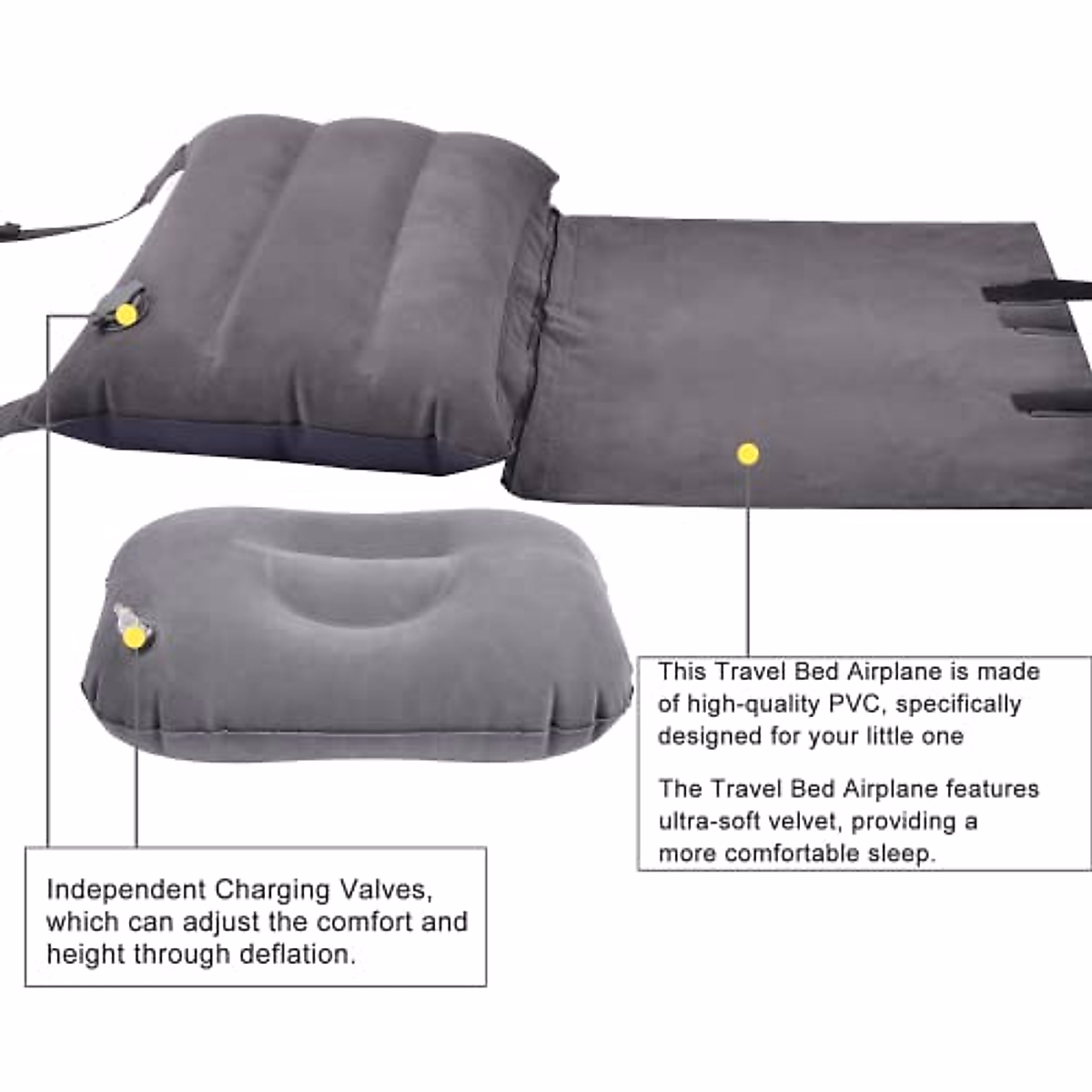 WERKON Multi-Purpose Portable Baby Travel Crib, Folds Down to The Size of a Water Cup.Toddler Airplane Travel Bed with Eye Mask and Earplugs,Travel Essentials Accessories for Kids(Gray)