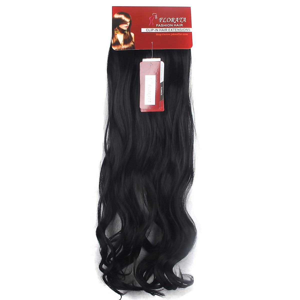 Lelinta 7Pcs 16 Clips 24 Inch Wavy Curly Full Head Clip in on Double Weft Hair Extensions, Dark Black, 24 Inch