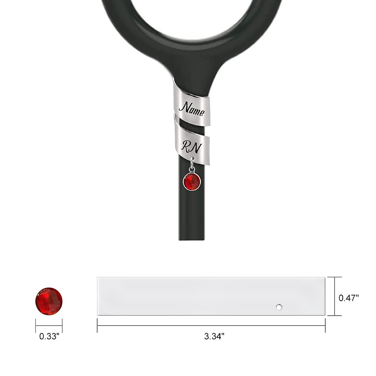 Custom Stethoscope ID Tag for Nurses, Personalized Birthstone Charm Tags Nursing Stethoscope Accessories Graduation Gifts for RN, Medical Student, Doctor