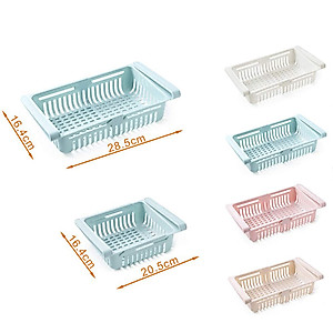 Fridge Drawer Organizer, Retractable Refrigerator Storage Box, Food Fresh-keeping Classified Organizer Container Pull Out Basket, Small Size, Fit for Fridge Shelf Under 0.5 inch (White)