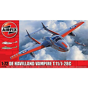 Airfix Quickbuild A02058A Air fix De Havilland Vampire T.11/J-28C 1, 72 Military Aviation Plastic Model Kit, Gray