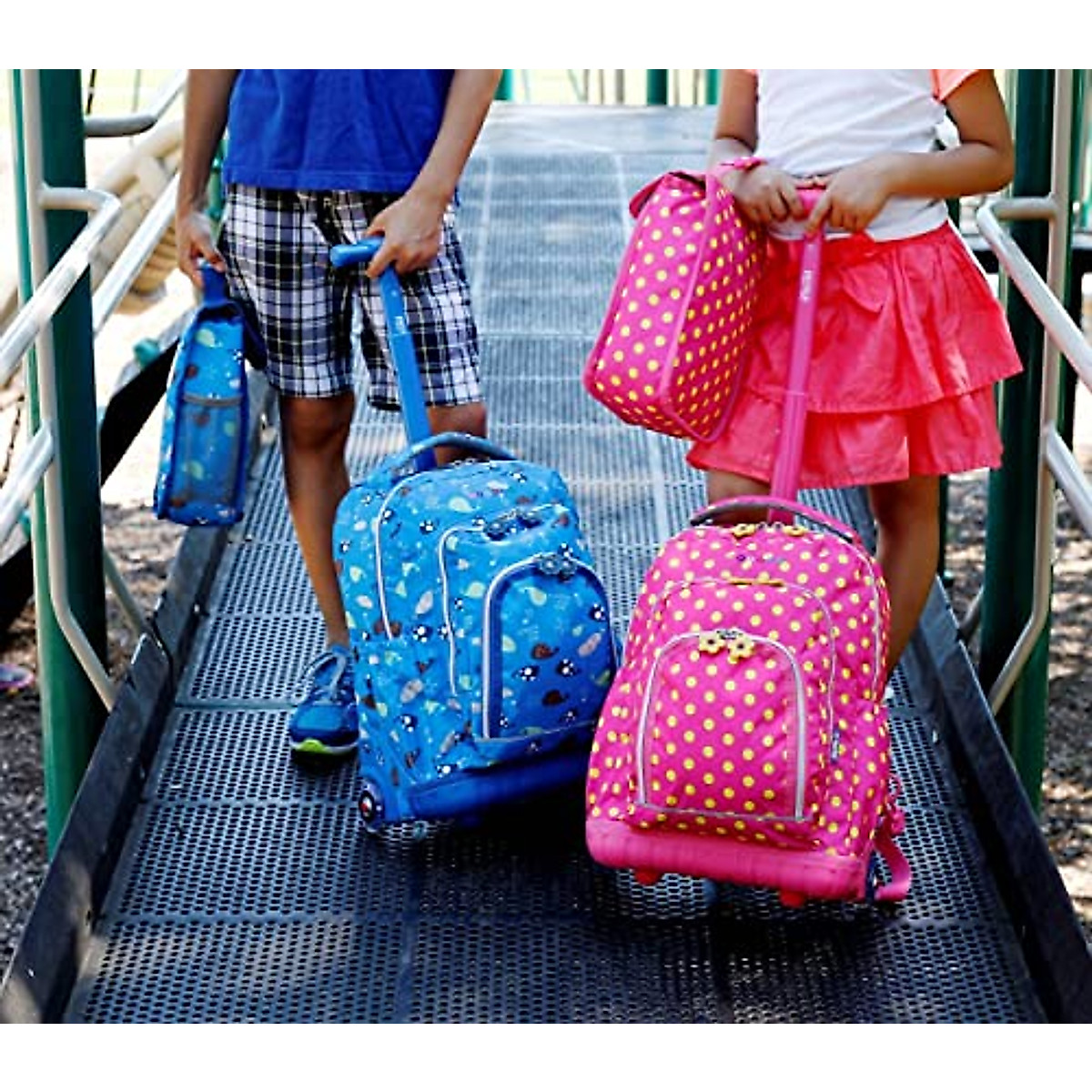 J World New York Kids' Lollipop Rolling Backpack & Lunch Bag Set, Blue Raspberry, One Size