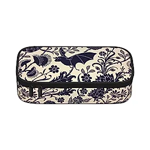 Gocerktr Bat Flower Pencil Case Large Capacity Pen Case Double Zippers Pen Bag Office Stationery Bag Cosmetic Bag with Compartments