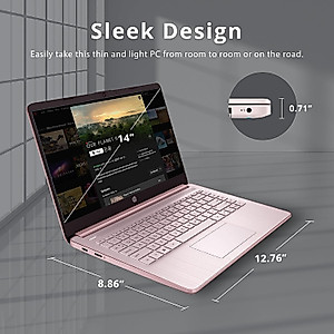 HP Stream 14" HD BrightView Laptop, Intel Celeron N4020 Processor, 4GB RAM, 64GB SSD, Intel HD Graphics, 720p Webcam, 1 year Office 365, Pink, Win 11 S, 32GB Hotface USB Card