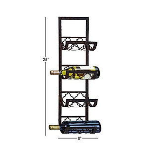 Deco 79 Metal Wall Wine Rack, 28 by 8-Inch, Wine Holder - 4 Bottles