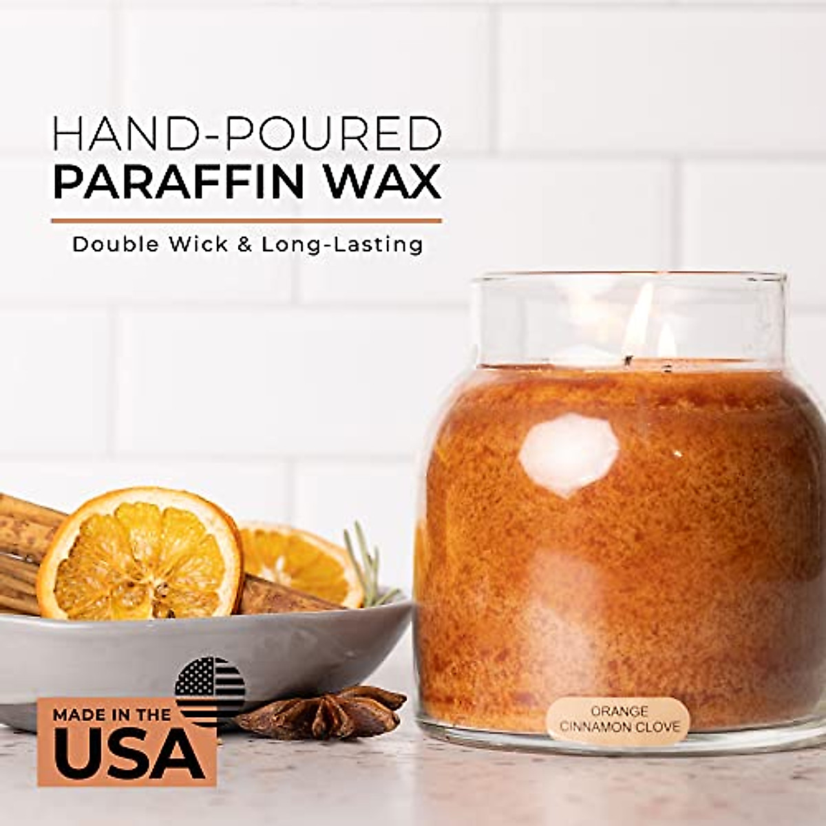 A Cheerful Giver — Orange Cinnamon Clove - 34oz Papa Scented Candle Jar with Lid - Keepers of the Light - 155 Hours of Burn Time, Gift for Women, Orange