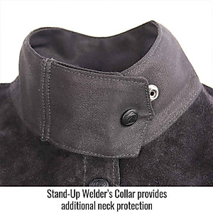 Black Stallion JH1515-NB AngelFire Women's Hybrid Welding Jacket, Cowhide and FR Cotton, Navy & Black, Large