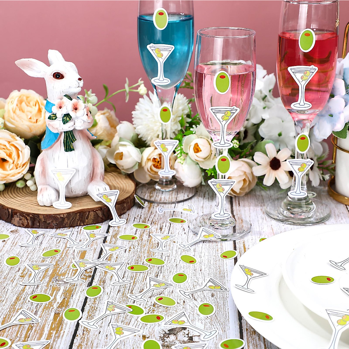 Watersay 400 Pcs Martini Birthday Party Confetti Martini Themed Bachelorette Confetti Bikinis and Martini Cups Confetti for Bridal Shower Engagement Bachelorette Party Supplies