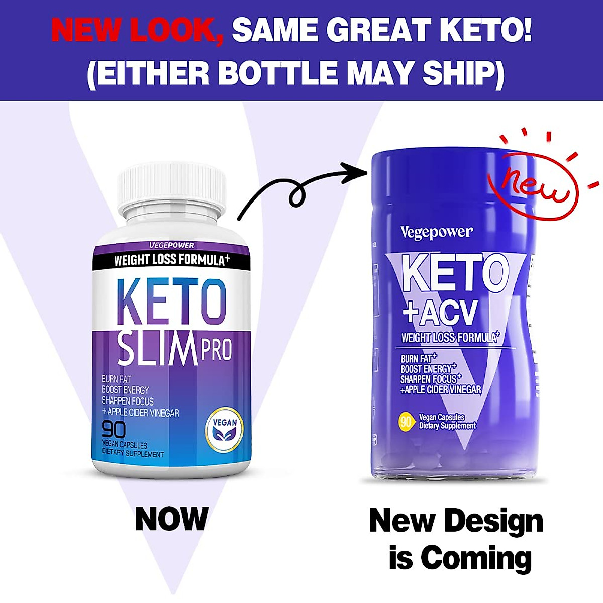 VEGEPOWER Keto Pills Apple Cider Vinegar Weight Loss Fat Burner Ketosis Diet Support Boost Energy Ketones Supplement with ACV for Women Men 90 Capsules