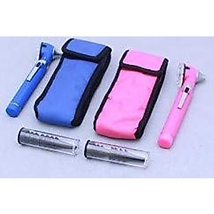 Tufail PRO Physician 2.5V Halogen Light FIBEROPTIC Otoscope DIAGNOST Set Blue & Pink