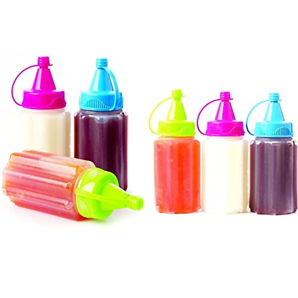 Home & Style Mini Condiment Set of 6 Ketchup Mustard Mayo Squeeze Bottles Travel BBQ School Picnic BPA FREE