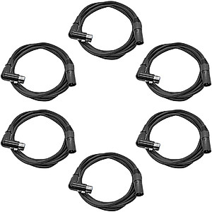 Seismic Audio - SA-RSX10-6Pack - 6 Pack of 10 Foot Right Angle XLR Female to XLR Male Microphone Patch Cables - 10' Mic Cords for Professional PA DJ Equipment