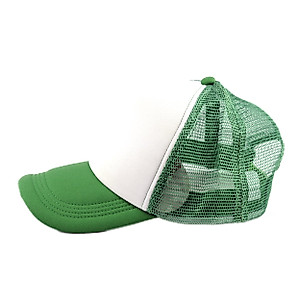 NYFASHION101 Blank Mesh Adjustable Snapback Cotton 6-Panel Trucker Hat Cap, Kelly Green/White