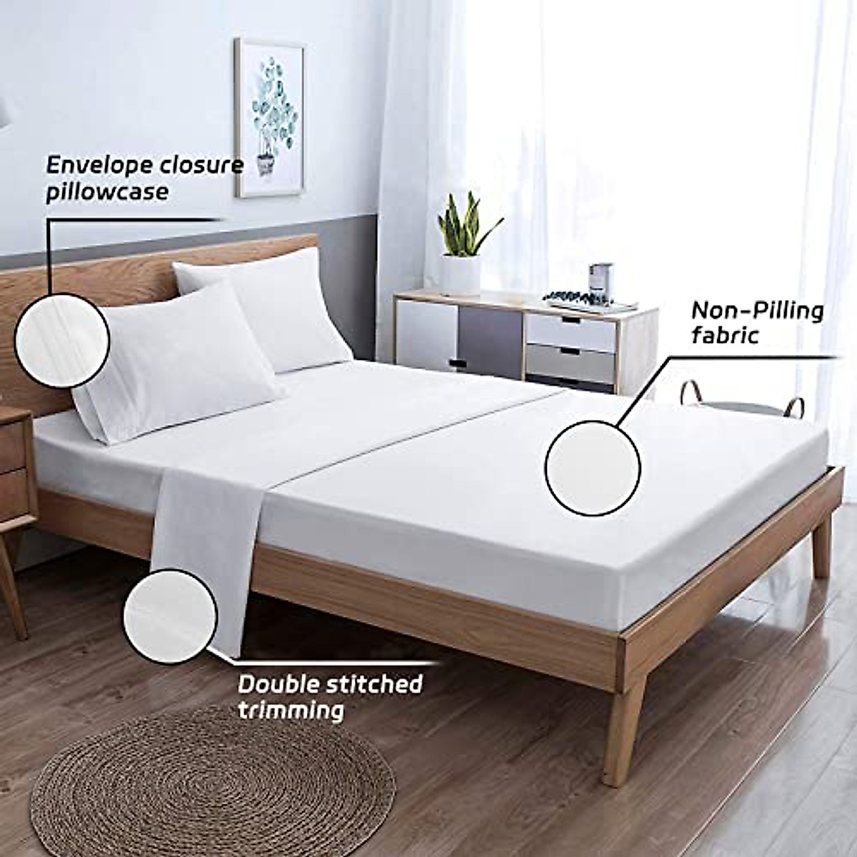 White Cal King Size Bed Sheet Set - 1800 Thread Count Deep Pocket to 21 inches Mattress 4 Piece - Premium Bedding Sheets & Pillowcases Collection - Extra Soft