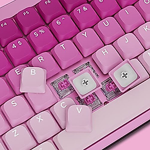 SDYZ XVX Low Profile Keycaps - Custom Gradient PBT for 60% 65% 75% 100% Cherry Gateron MX Switches (Low Profile and Traditional) Mechanical Keyboard - Pink