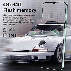 Vikye 6.3 Inch Ultra HD Screen 4GB RAM 64GB ROM 8MP and 24MP Camera Face Recognition 3G WiFi GPS Mobile Phone for Android 12 US Plug 100V to 240V (Green)