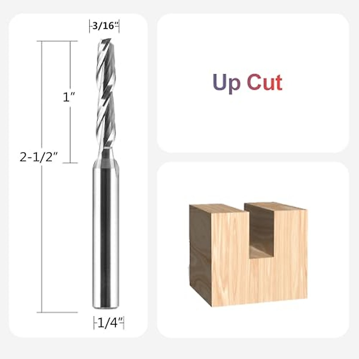 SpeTool Carbide CNC Router Bits 3/16 inch Cutting Diameter Up Cut Router Bit with 1/4 inch Shank Suitable for CNC Engrave Carving
