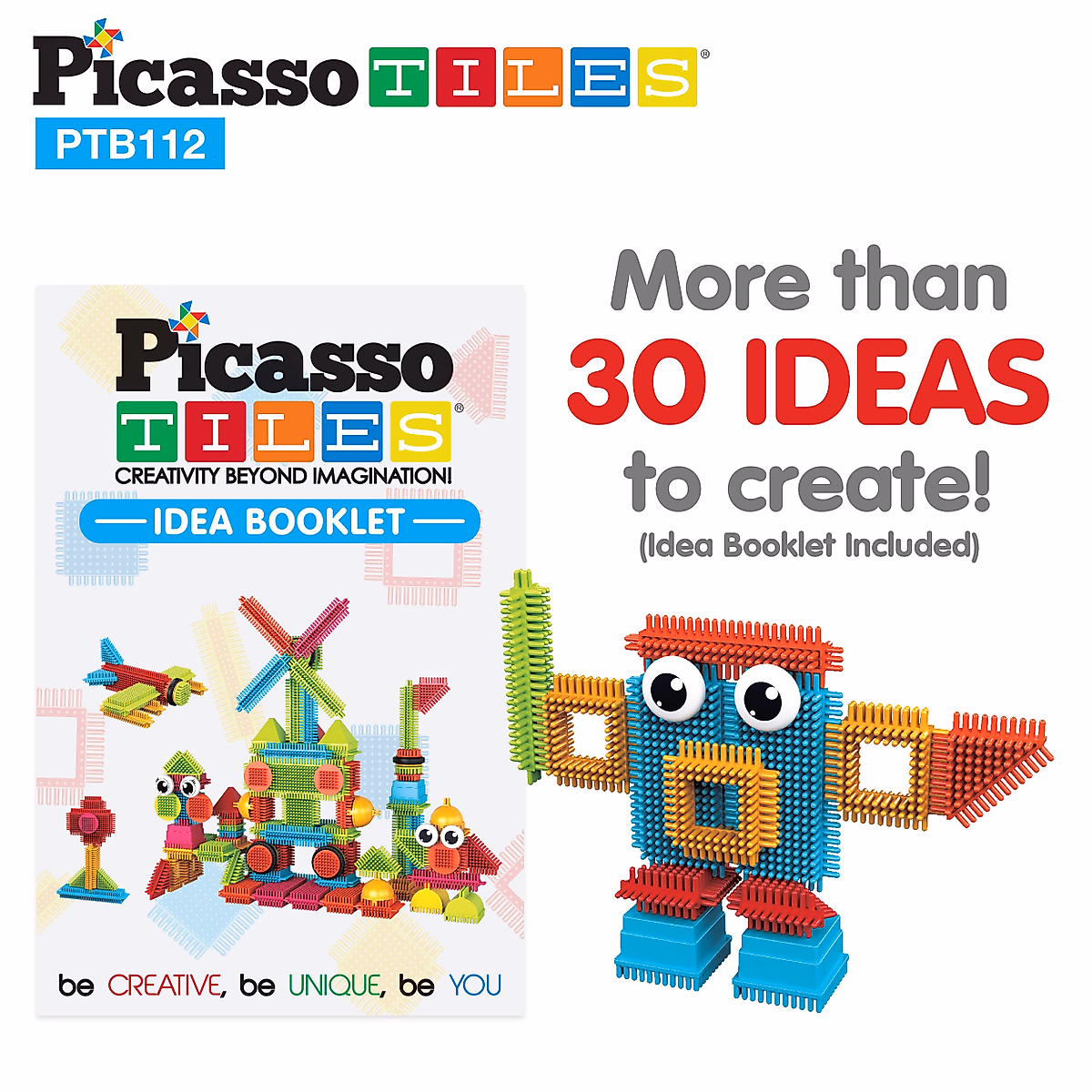 Picasso Toys112pcs Hedgehog Blocks STEM Building Tiles Set Construction Learning Toy Stacking Interlock Block, Creativity Beyond Imagination, Inspirational, Recreational, Educational PTB112