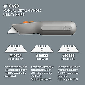 Slice Metal-Handle, 1 Utility Knife, Manual Blade Stays in Position