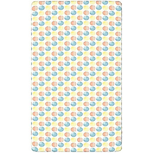 Pastel Themed Fitted Mini Crib Sheets,Portable Mini Crib Sheets Ultra Soft Material-Great for Boy or Girl Room or Nursery,24“ x38“,Salmon Pale Blue Yellow