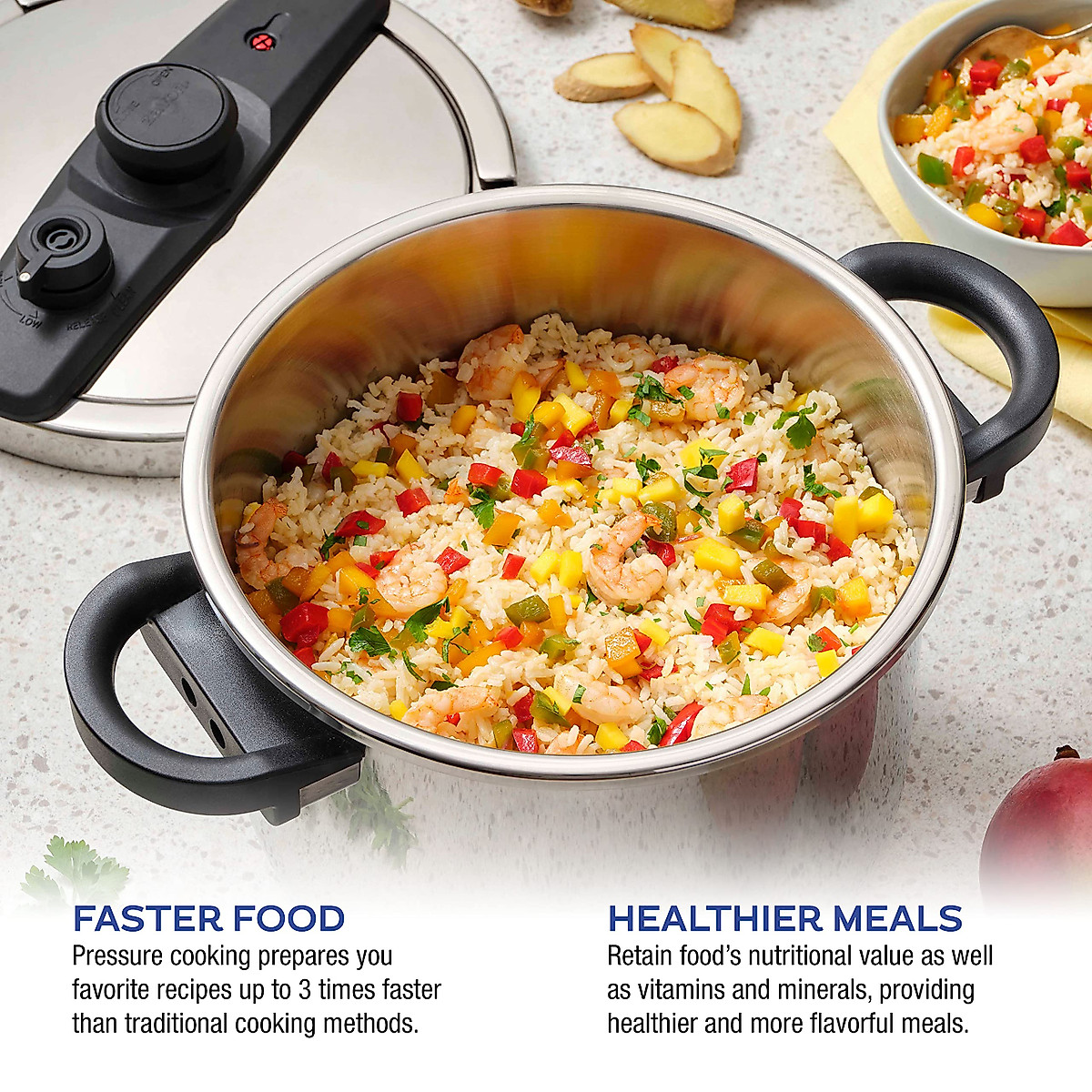 Zavor EZLock Stove Top Pressure Cooker 10 Quart - Canning Ready, Stainless Steel, Multi Pressure Levels, Easy Locking, Induction Ready, 4 Jar Canning Capacity, Digital Cookbook & Steamer Basket