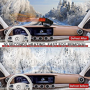 Car Heater, 2 in 1 Car Fans with Heating & Cooling Modes for Fast Heating Defrost Defogger Car Windshield, 12V 150W Portable Car Heaters Automobile Windscreen Fan in Cigarette Lighter