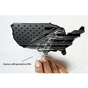 MULL USA Map Flag Metal Trailer Hitch Cover Heavy Duty for Trucks Cars SUV (Fits 2" Receiver, Black Map Flag)