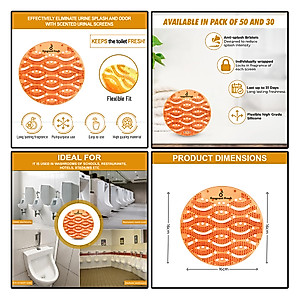 Urinal Screen Deodorizer (30Pack) Anti Splash Long Lasting Fragrance Urinal Cakes Eliminate odours Keeps Bathroom fresh- For Public and Private restrooms-Multiple Use-Orange Citrus