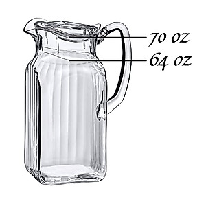 Amazing Abby - Quadly Bandly - Acrylic Pitcher (64 oz), Clear Plastic Water Pitcher with Lid, Fridge Jug, BPA-Free, Shatter-Proof, Great for Iced Tea, Sangria, Lemonade, Juice, Milk, and More