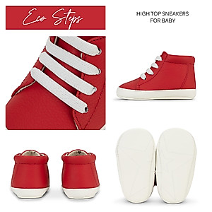 JuJuBe Sneakers for Babies & Infants - Machine Washable Vegan Leather Baby Shoes - Cherry Red - 9-12 Months