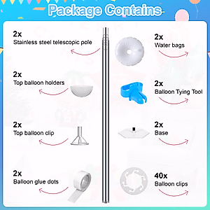 Aivwis Metal Telescopic Pillar Balloon Stand Set of 2, 6.6 Feet Balloon Tower, Height Adjustable Balloon Column Stand Kit Set for Halloween Birthday Graduation Party Decoration (Balloon Column Kit)