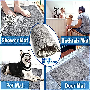 Shower Mat Non Slip for Elderly, 16x35.6’’Long Loofah Non Slip Shower Mat, Loofah Bath Mats for Shower, Non Slip Bath/Shower Mat for Elderly-Grey