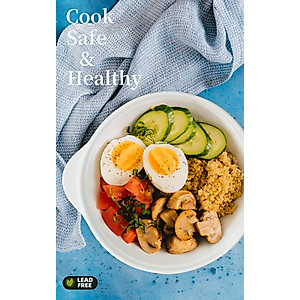 HAOTOP 2-Quart Ceramic Deep Casserole Dish with Lid, Ceramic Baking Dishes, Oven Safe (White)