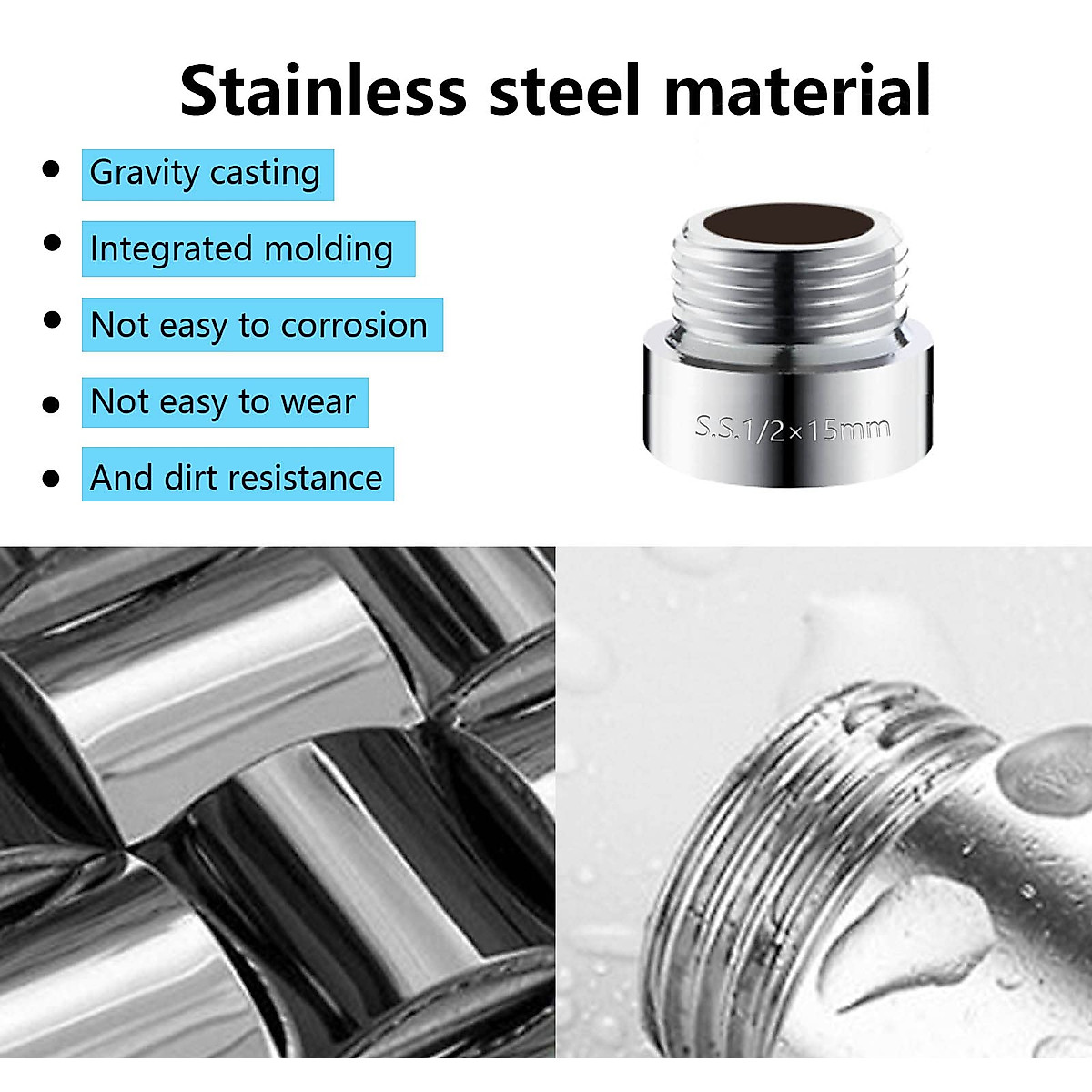 Tworider 15mm Length Shower Arm Extension,Handheld Stainless Steel Shower Head Extension Arm For Bathroom Accessories (Cast Pipe Fitting Coupler,Extended Shower Pipe)