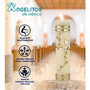 Cross with Flowers Mass Baptism Confirmation Wedding Candle Christening Godparents Vela Bautizo Cirio Matrimonio Confirmación