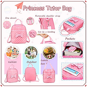 2Pcs Bowknot Wave Point Prints Primary School Bookbag Kids School Backpack Sets for Girls