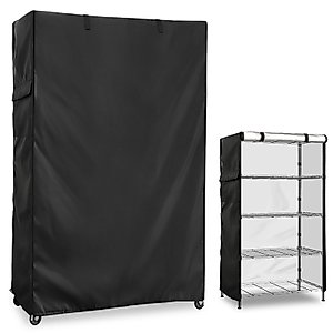 Exokugo Wire Shelf Cover,Heavy Duty 100% Waterproof Shelving Cover for Wire Shelves,Outdoor Storage Standing Shelf Units Covers for Wire Rack,48" W x 24" D x 72" H,Black.
