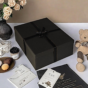 YINUOYOUJIA Large Gift Box 16.5x13x5.5 Inch,Black Boxes for Presents,Present Box,birthday box,Packaging box for Valentine's Day,Mother's Day,Christmas,Anniversarie.
