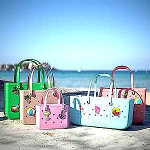 BOGGbeans Beach Charms for Bogg Bag, Simply Southern Totes, and Similar Styles. Acrylic 3" Beach Charm Accessories for Beach Totes (Flamingo)