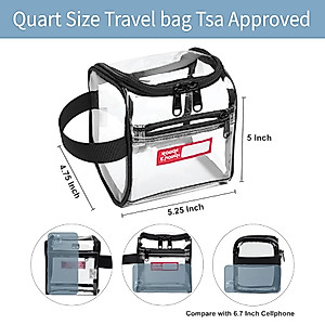 Rough Enough Clear Quart Size Travel Bag TSA Approved Toiletry Bag Small Mini Makeup Hygiene Bag with Zipper Compartment Cosmetic Toiletries Case Pouch Carry on for Women