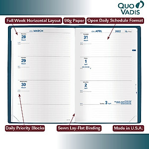 Quo Vadis 2023 Hebdo - Weekly/Monthly Planner - 12 Months, Jan. to Dec. - 6 1/4 x 9 3/8" - Grained Faux Leather Kali Copper Covers - Productivity Time Mangement Organizer