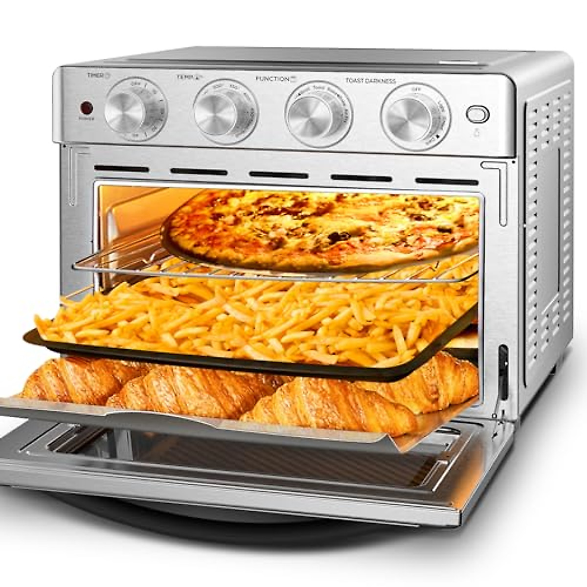 Geek Chef Air Fryer Oven 26 QT, Big Air Fryer, Toast Oven with Bake, Roast, Pizza, Convection Oven, Easy to Use & Clean, 6 Slice Toast, Stainless Steel