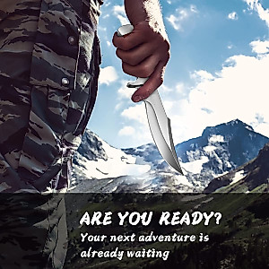 UMF 2 SET Fixed Blade Knives Skinning Knife Fix Blade Deer Hunting Knives with Sheath, Full Tang Sharp Knives for Men, Big Survival Bushcraft Knives for Camping Fishing Hiking Skinn and Outdoor